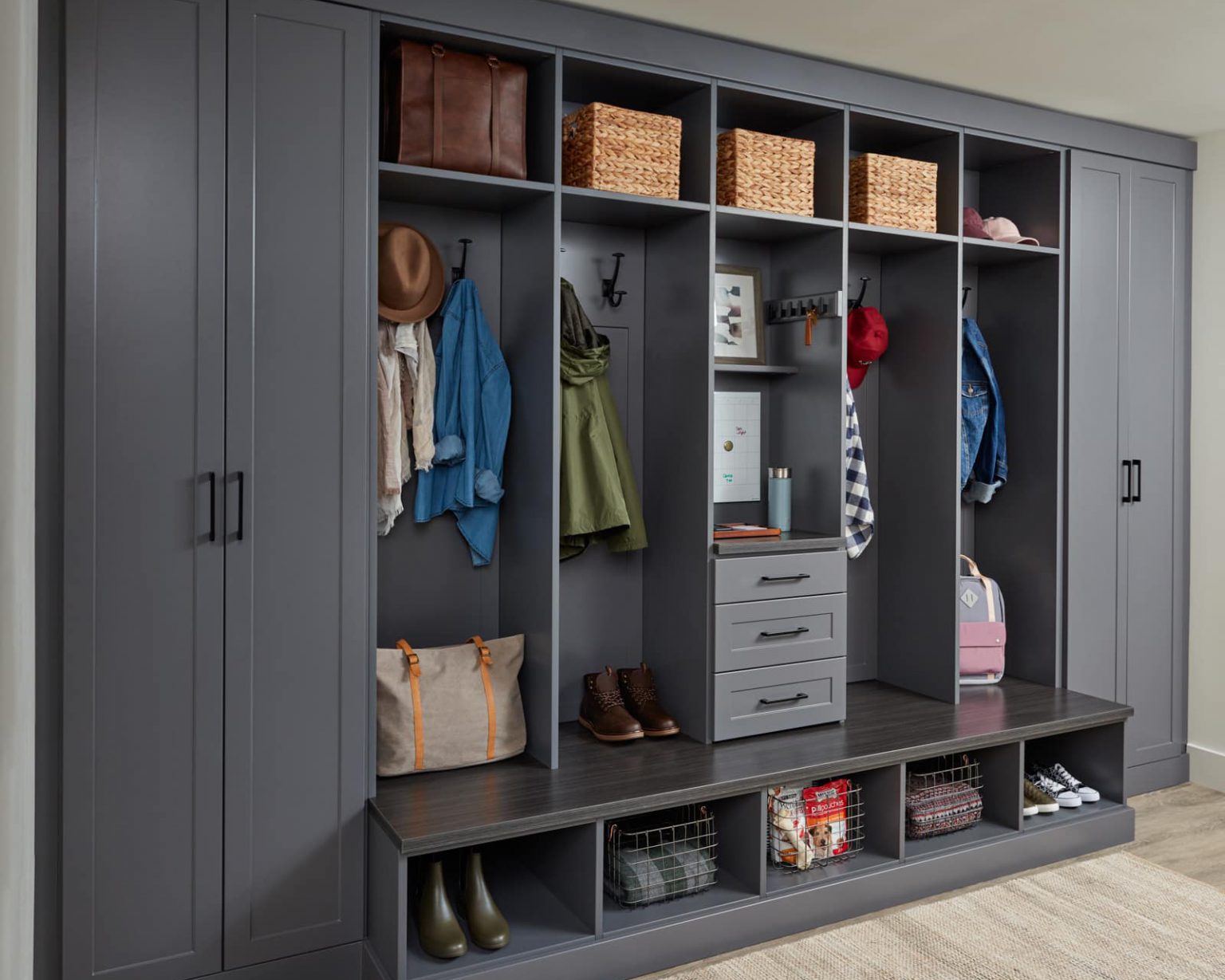 Custom Entryway: Blue Stone and Ore | Inspired Closets Miami