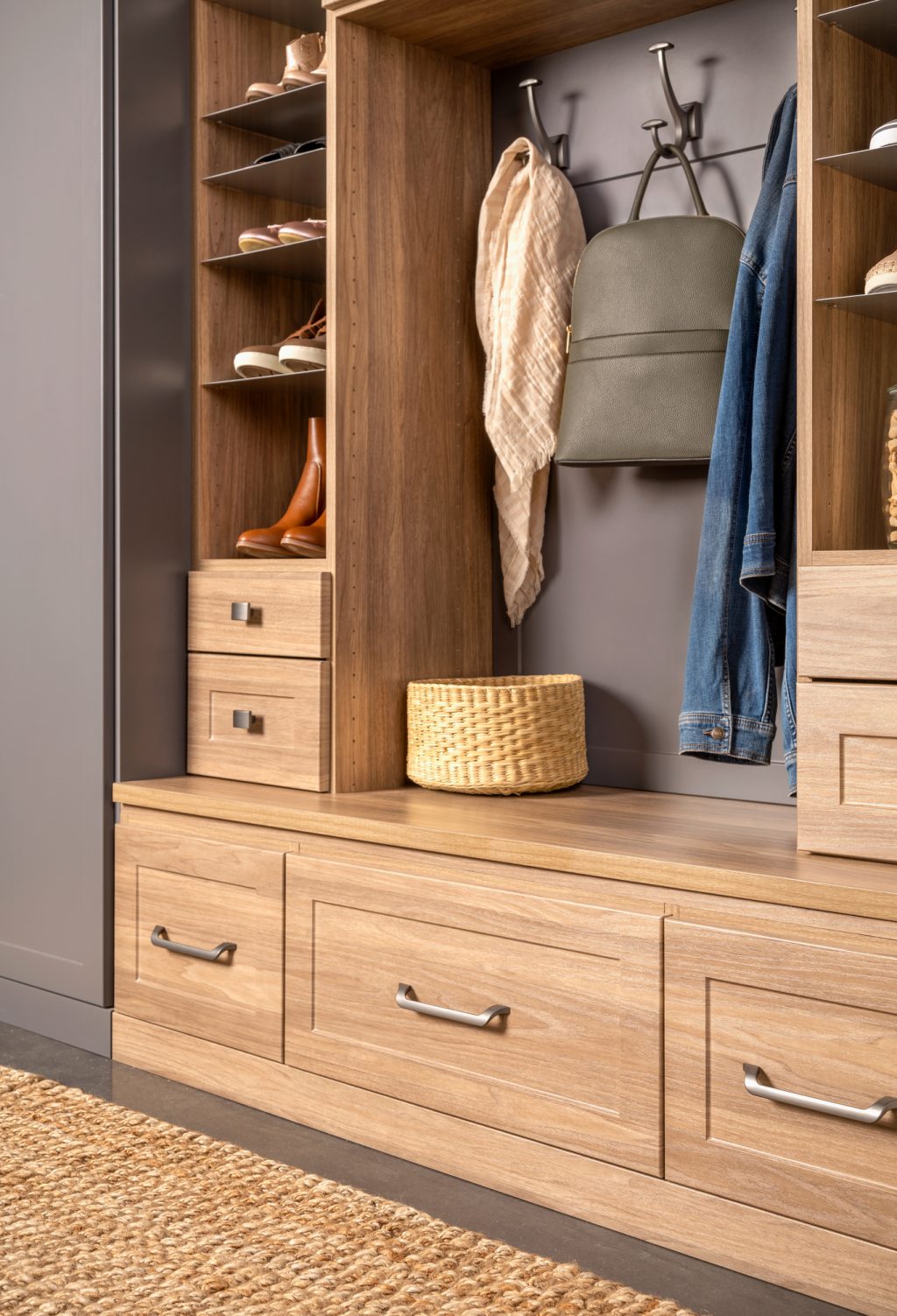 Large Entryway: Blue Stone & New Natural | Inspired Closets Miami