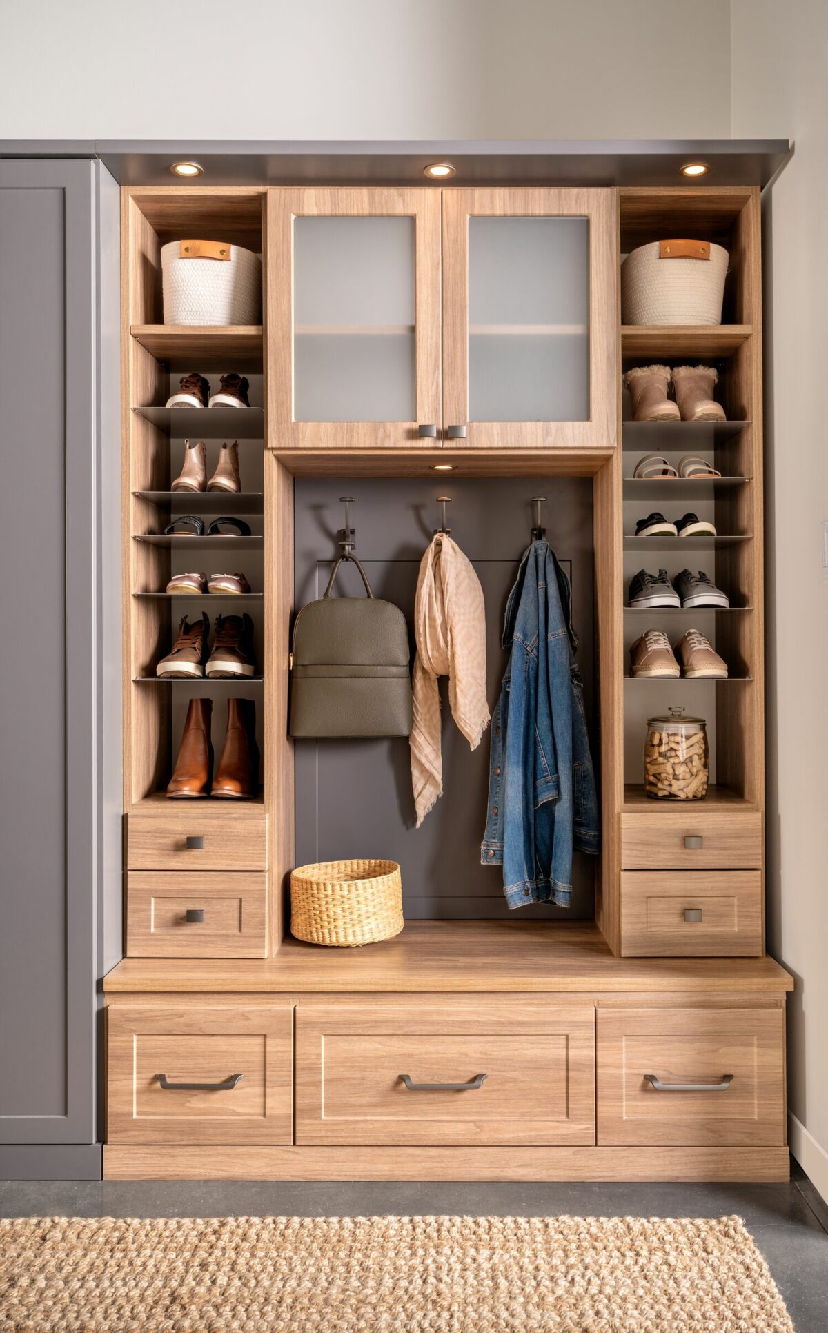 Large Entryway: Blue Stone & New Natural | Inspired Closets Miami
