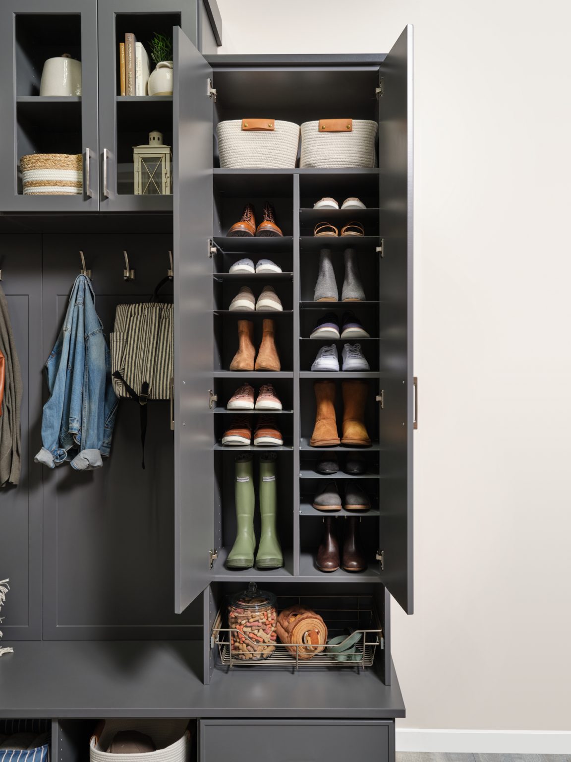 Entryway Organization in Blue Stone | Inspired Closets Miami