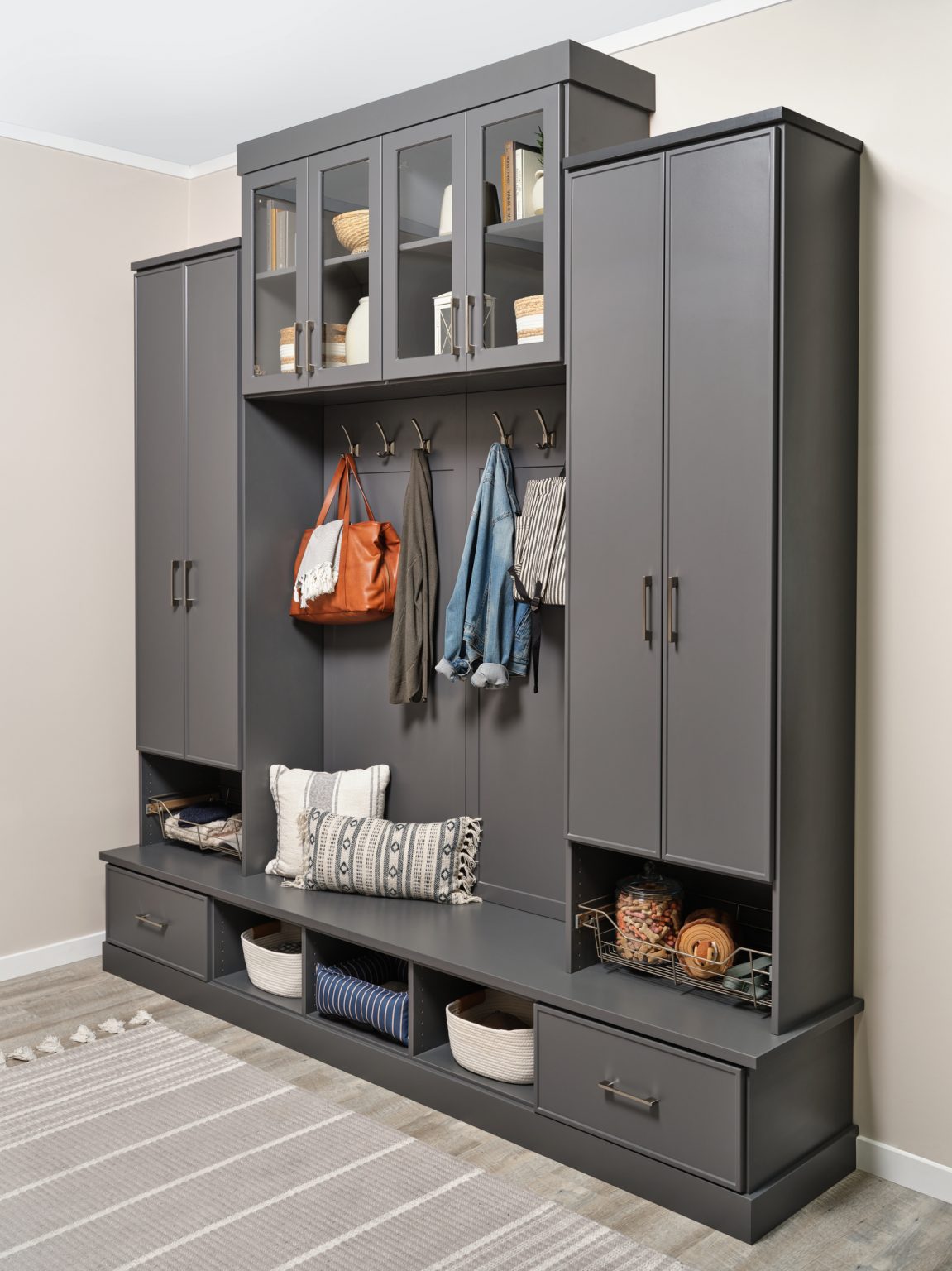 Entryway Organization in Blue Stone | Inspired Closets Miami
